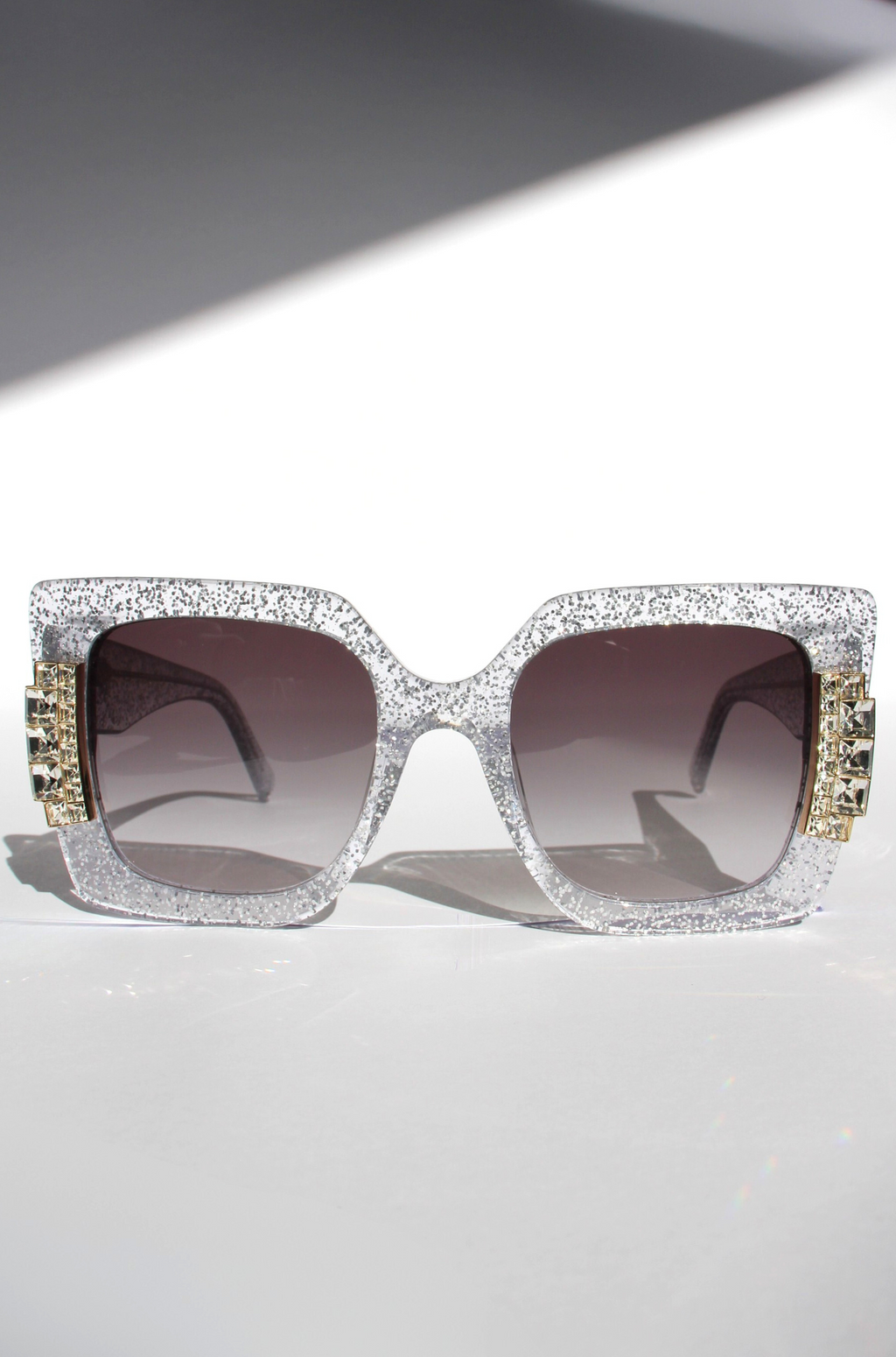 Silver Glitter Crystal Sunglasses ~ Sample – MAUDE Studio