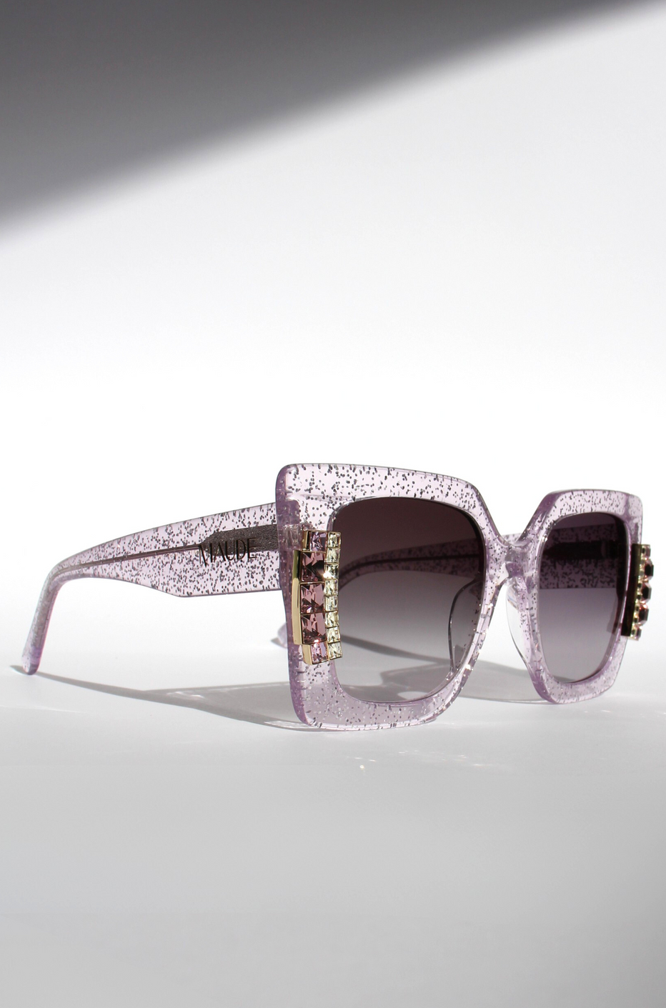 Lilac Glitter Crystal Sunglasses ~ Sample – MAUDE Studio