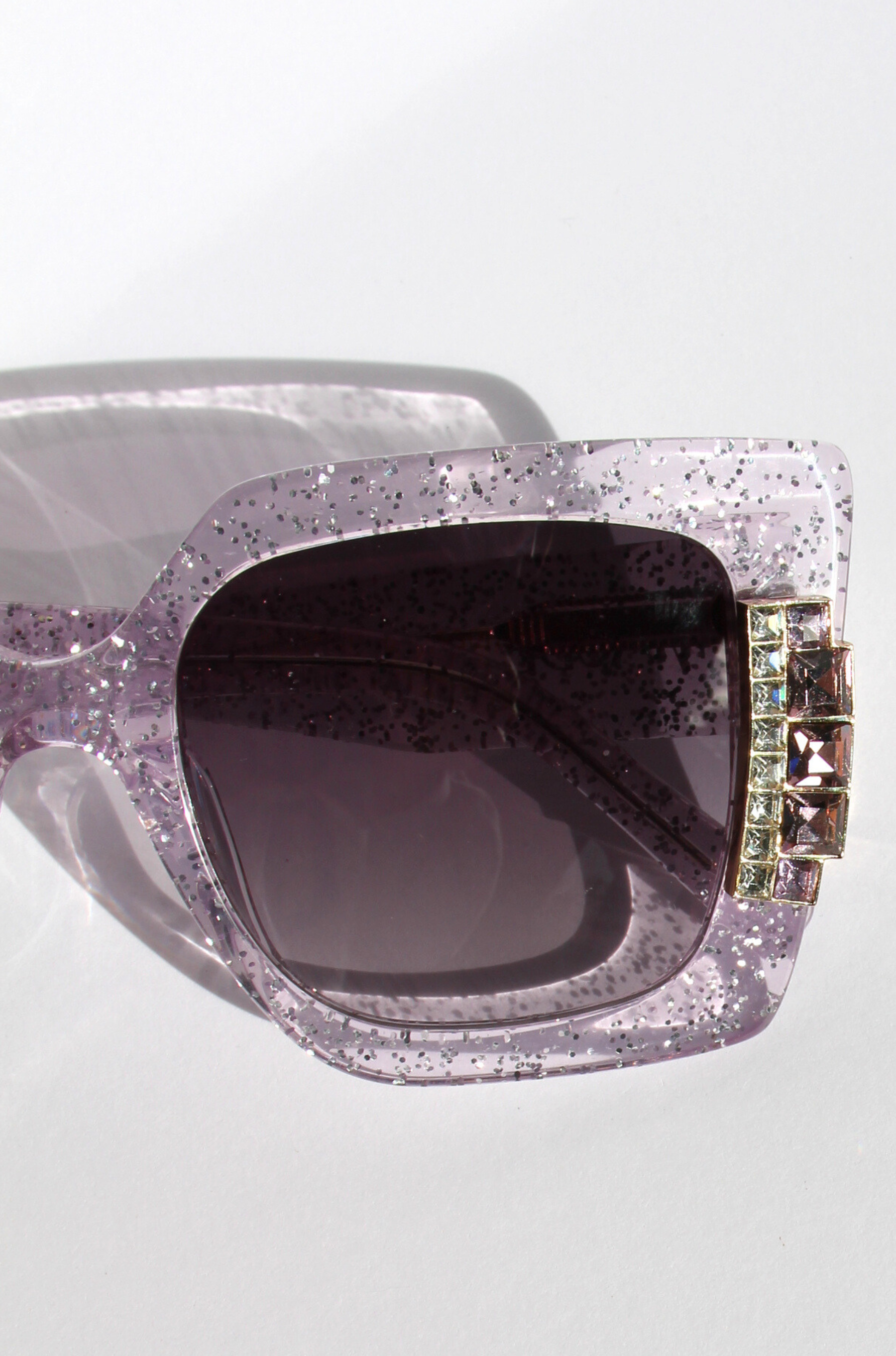 Lilac Glitter Crystal Sunglasses ~ Sample – MAUDE Studio